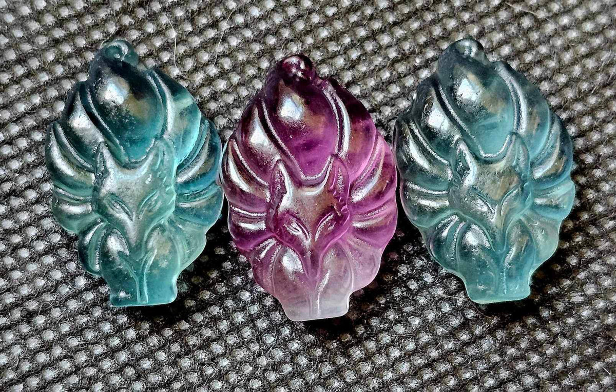 Mini Rainbow Fluorite Crystal Pokemon Nine Tails Figurine 💜🦊🔥💙 – Erika ...
