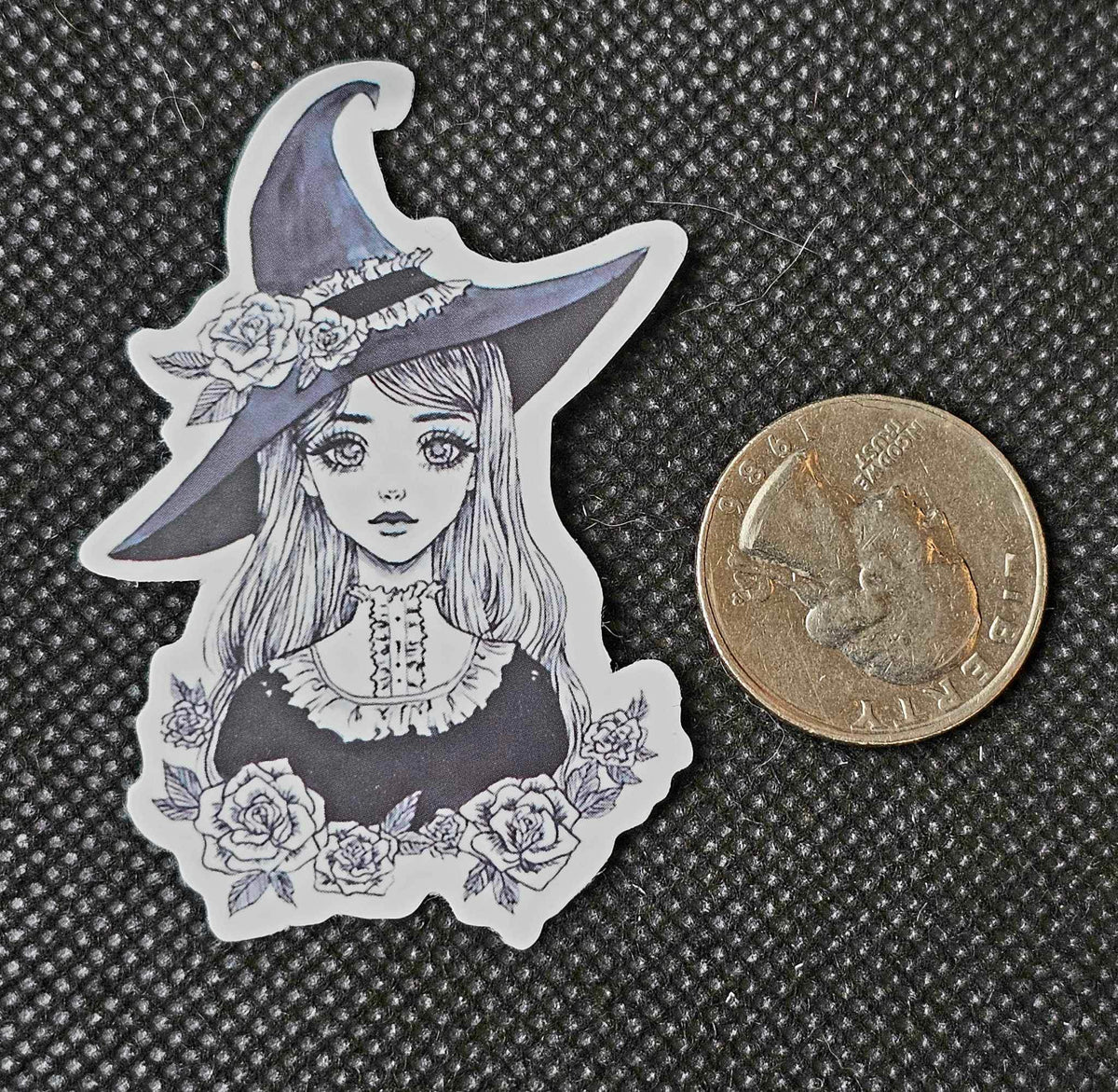 Black And White Witch With Flowers Enchanted Sticker – Erika's Classy ...